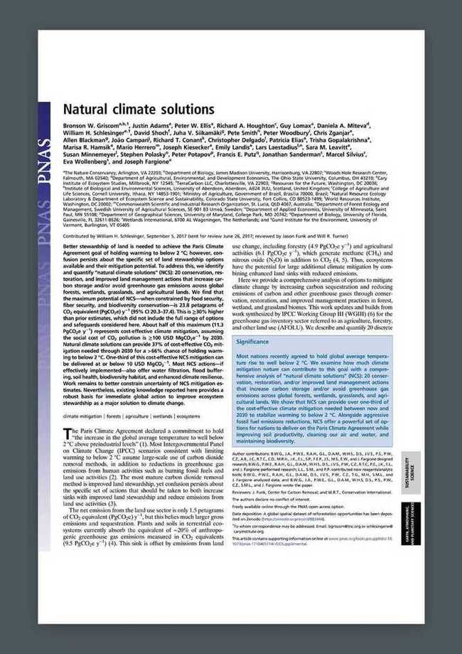 Natural climate solutions - Nature4Climate